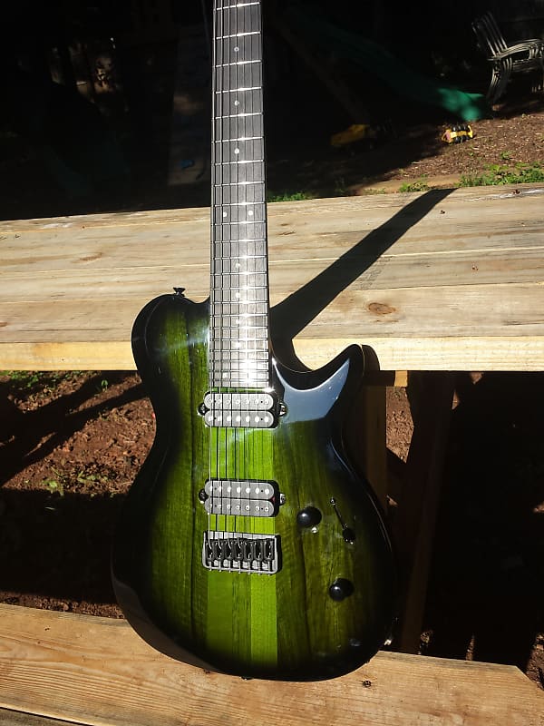 Kiesel SCB7 2015 - Translucent moss green on black limba | Reverb