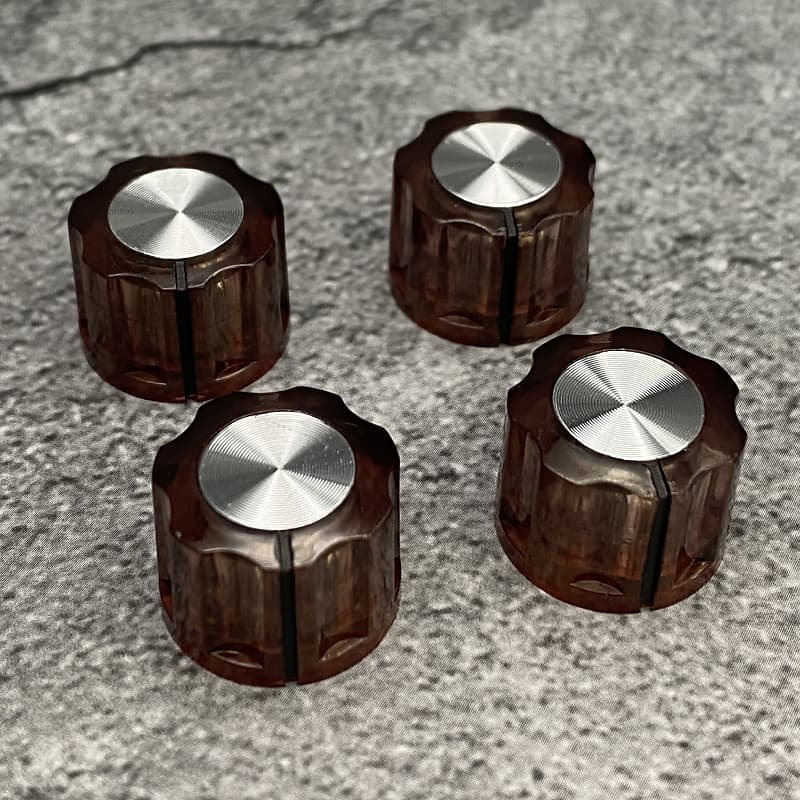 4x Root Beer Brown Custom Clear Fx Pedal Fluted Control Knob | Reverb