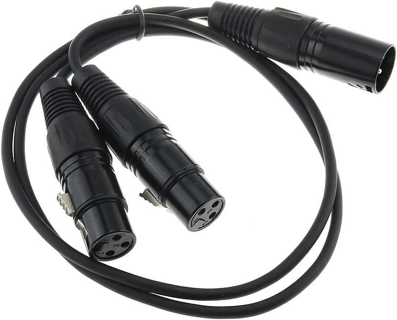 XLR Y-Cable 50cm Black 3 Pin XLR Male Jack to Dual XLR Female | Reverb