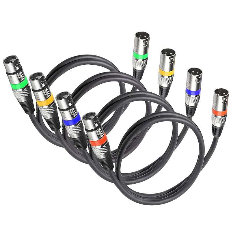 4Pack 3 Pin DMX Cables Male Female XLR Patch Cables, Cable | Reverb