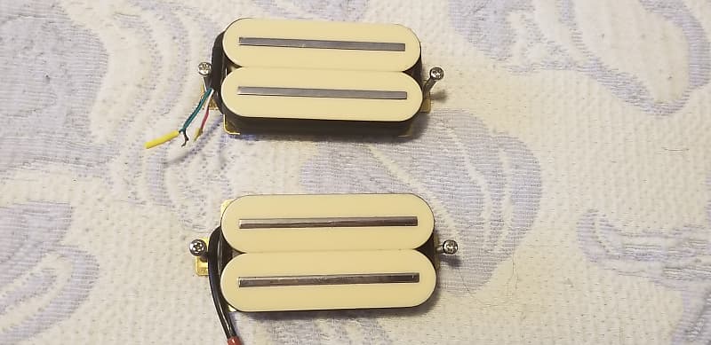 guitar Humbucker pickups PAIR Cream with Chrome Rails | Reverb
