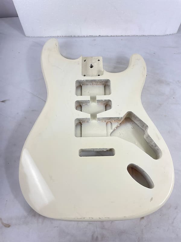 Glossy White Strat Style Guitar Solid Body | Reverb