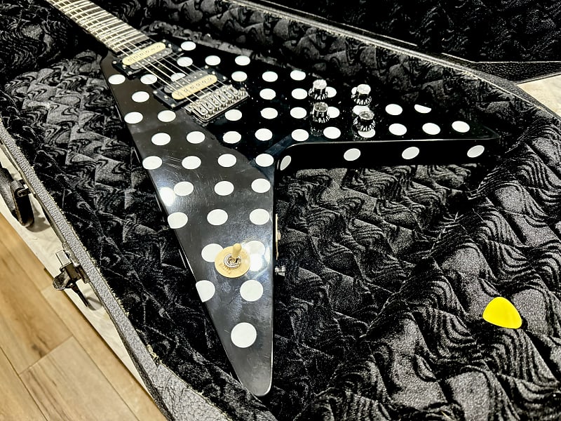 Randy Rhoads Polka Dot Flying V 2020 - Black W/ White Polka | Reverb