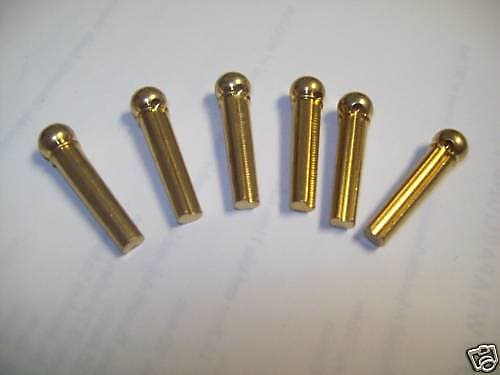 Set of 6 Bridge Pins - BRASS | Reverb