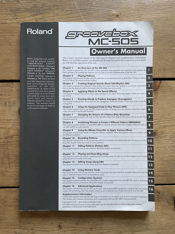 Roland MC-505 Owner’s Manual | Reverb