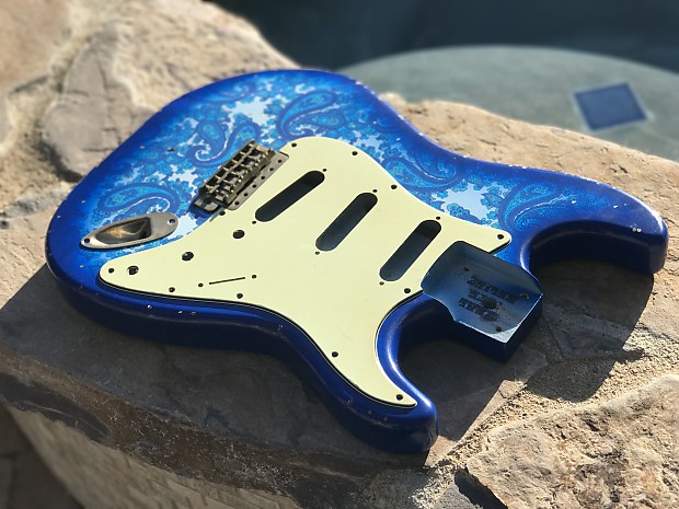 Real Life Relics Strat Stratocaster Body Aged Blue Paisley | Reverb