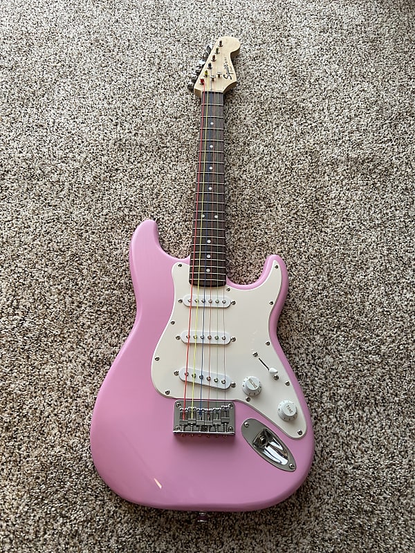 Squier Mini Stratocaster Pink Electric Guitar Hard Tail | Reverb