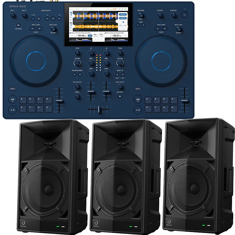 AlphaTheta OMNIS-DUO Portable DJ System w/ 3 WAVE-EIGHT | Reverb