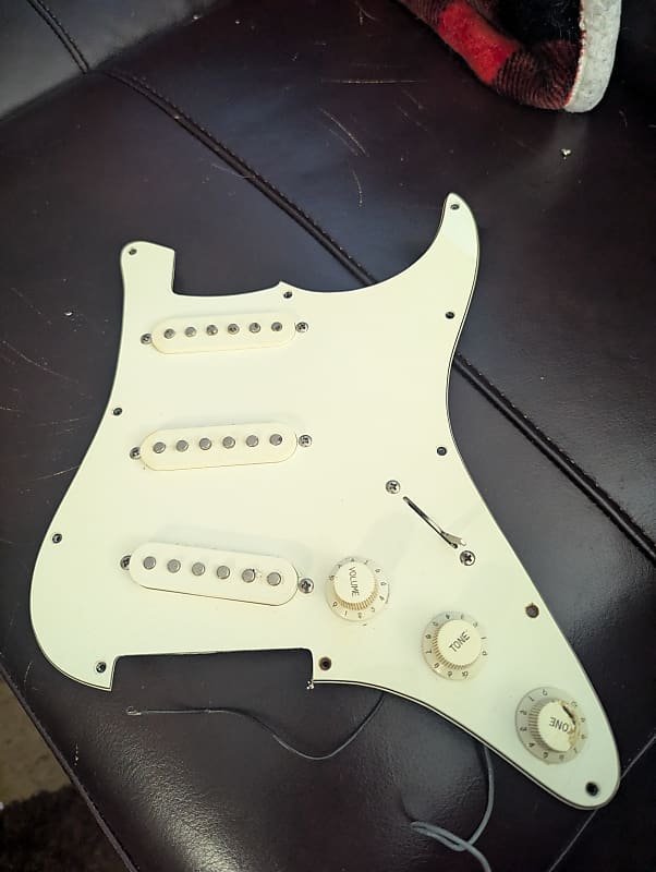 Squier Stratocaster Loaded Pickguard SSS - Aged White | Reverb
