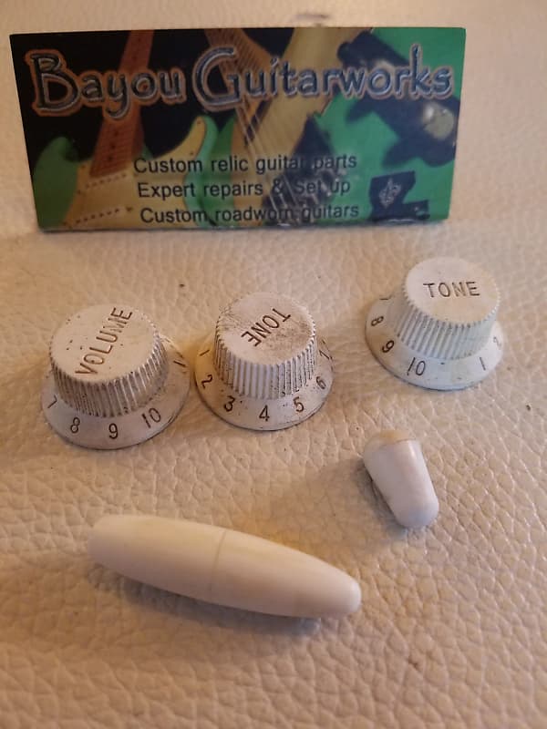 Fender Stratocaster Knobs and tips white Aged Relic | Reverb