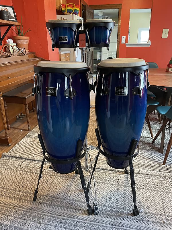 Schalloch Percussion Conga & Bongo Set Blue Burst | Reverb