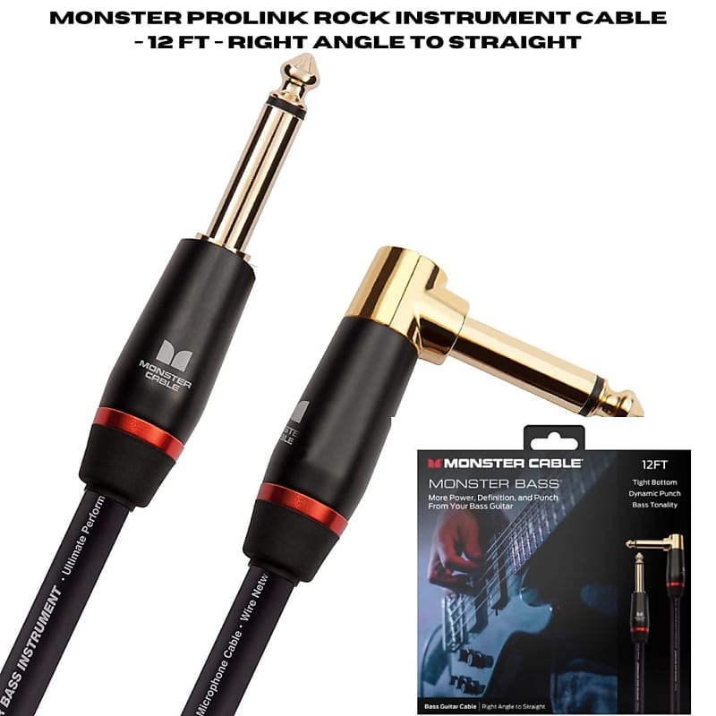 Monster Prolink Bass Angled to Straight Instrument Cable - 12 | Reverb