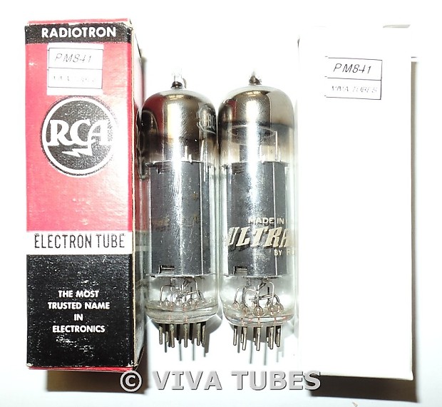 NOS NIB Matched Pair 1960 RCA USA 6BQ5/EL84 BLACK PLATE Top O | Reverb