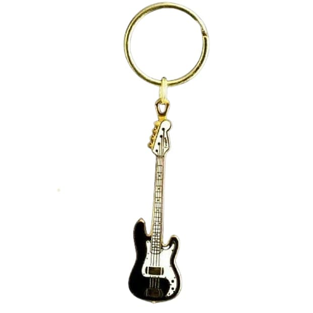 Fender P Bass Electric Guitar Keychain, Black and White, | Reverb