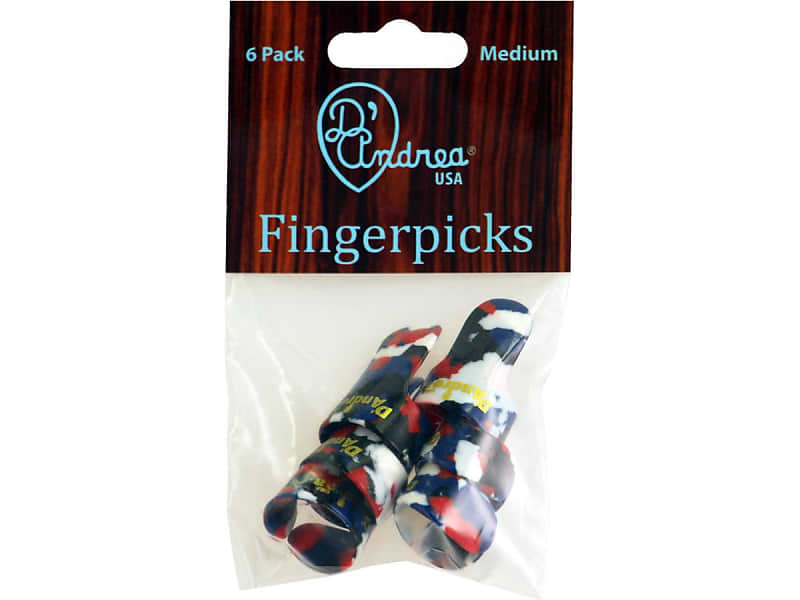D'Andrea Medium Finger Pick Pack ~ Multi-Colour ~ 6 Picks | Reverb