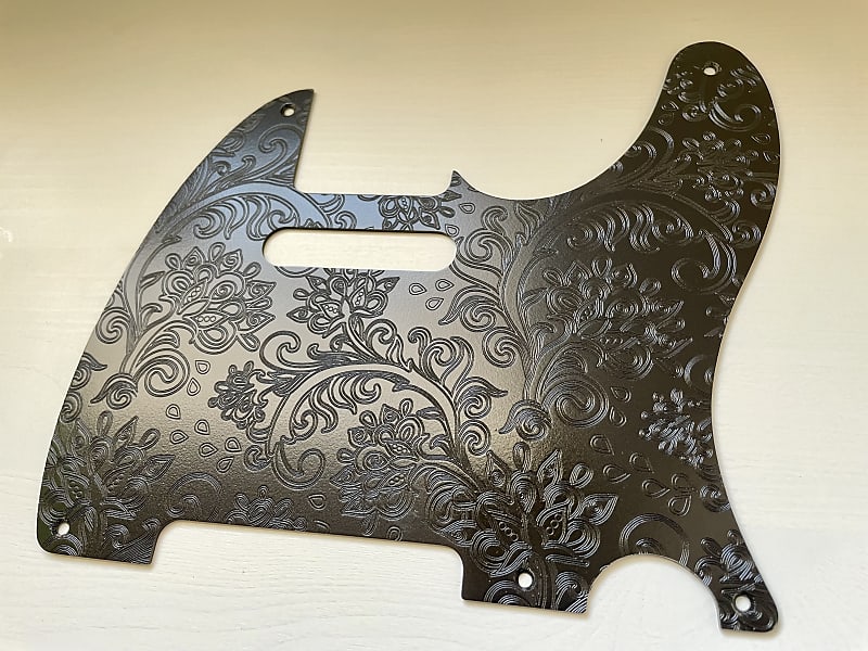 Black bakelite Paisley telecaster pickguard 5-hole | Reverb
