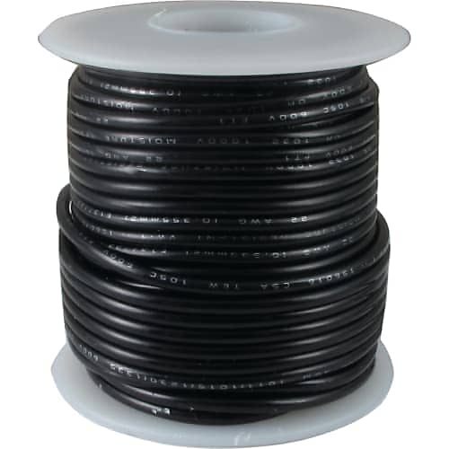 Black Wire - 22 AWG Solid Core, PVC, 600V, 50 Foot Roll | Reverb