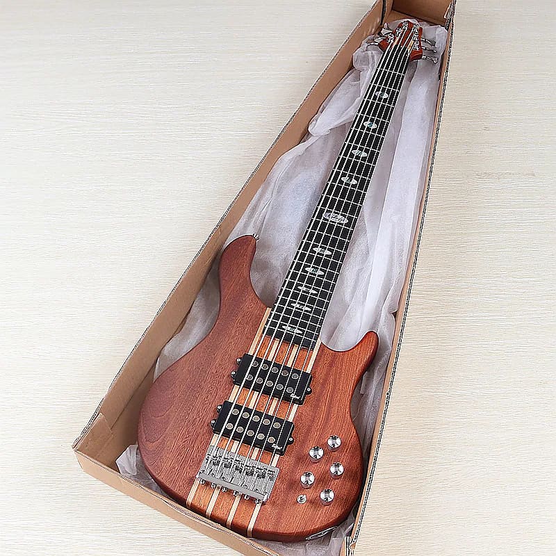 Custom 6 String Electric Bass, Sapele Wood Body, Neck Through | Reverb