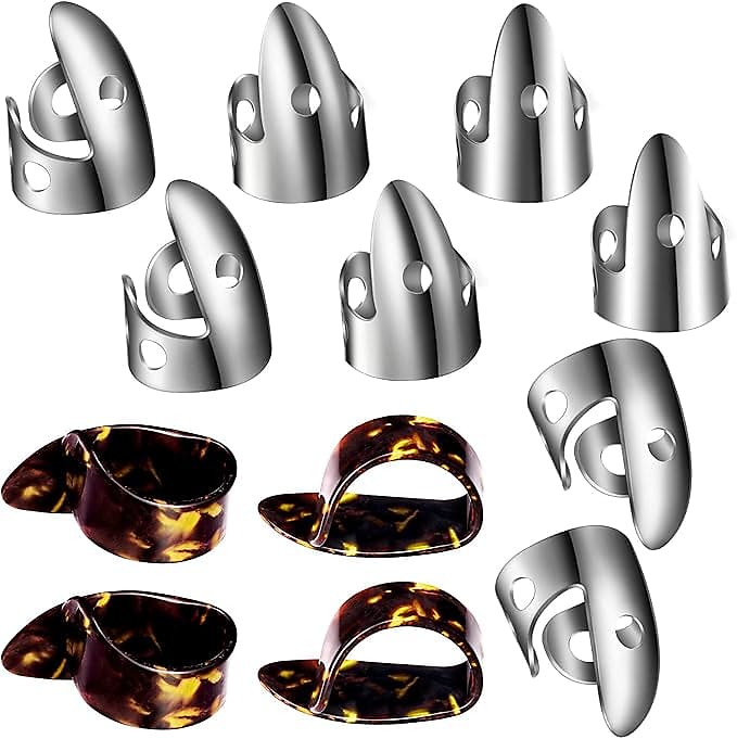 12 Pcs Steel Finger Picks Set, Including Stainless Steel | Reverb