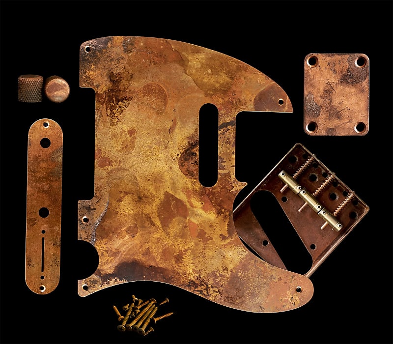 Premium Copper Telecaster Pickguard Big SET-of-7 "Volcano" + | Reverb