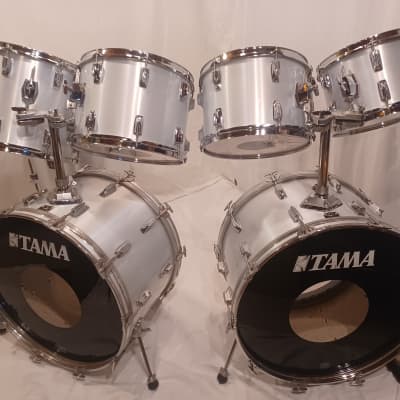 Tama Imperialstar Double Bass Drum Set 1982 - Metallic White | Reverb