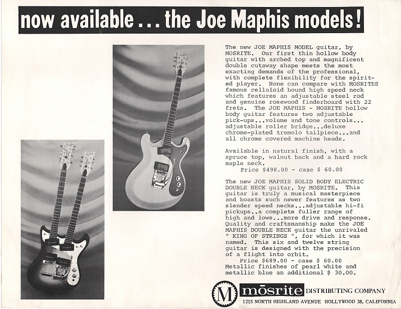 Mosrite- Joe Maphis Model, promotional cut-sheet, 60's | Reverb