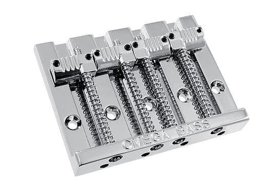 Omega BB-3351-010 4-String Grooved Bass Bridge, Chrome | Reverb