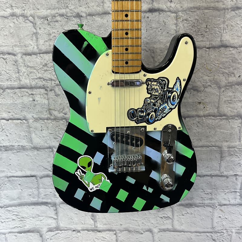 Unknown Tele Partscaster Blue Green Black Stripes | Reverb