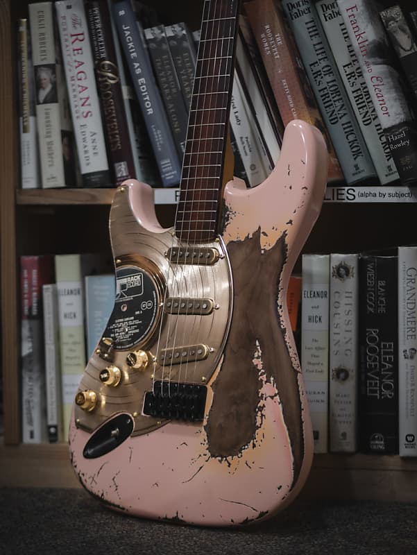 Shell Pink Relic Roasted Walnut with Golden LP Record | Reverb