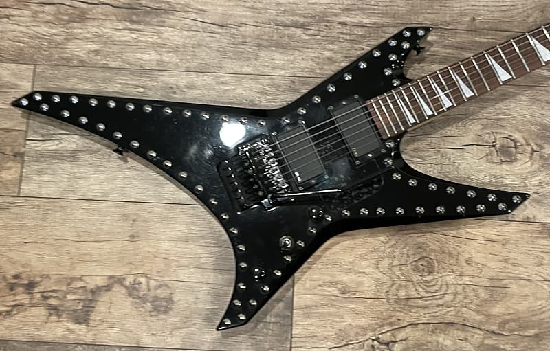 1997 Jackson Warrior Active EMG Pickups Black w Silver Studs | Reverb