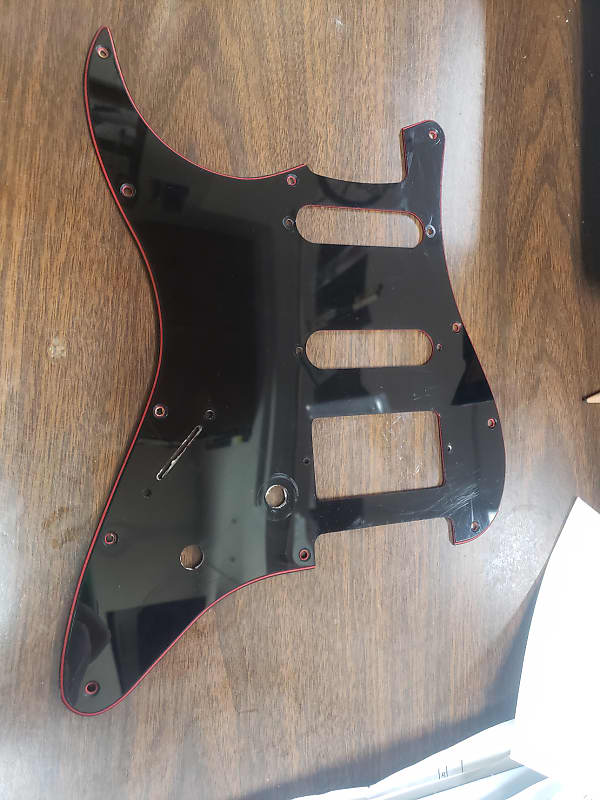 Warmoth Lefty LH Strat Pickguard HSS 3 Ply Black/Red/Black | Reverb