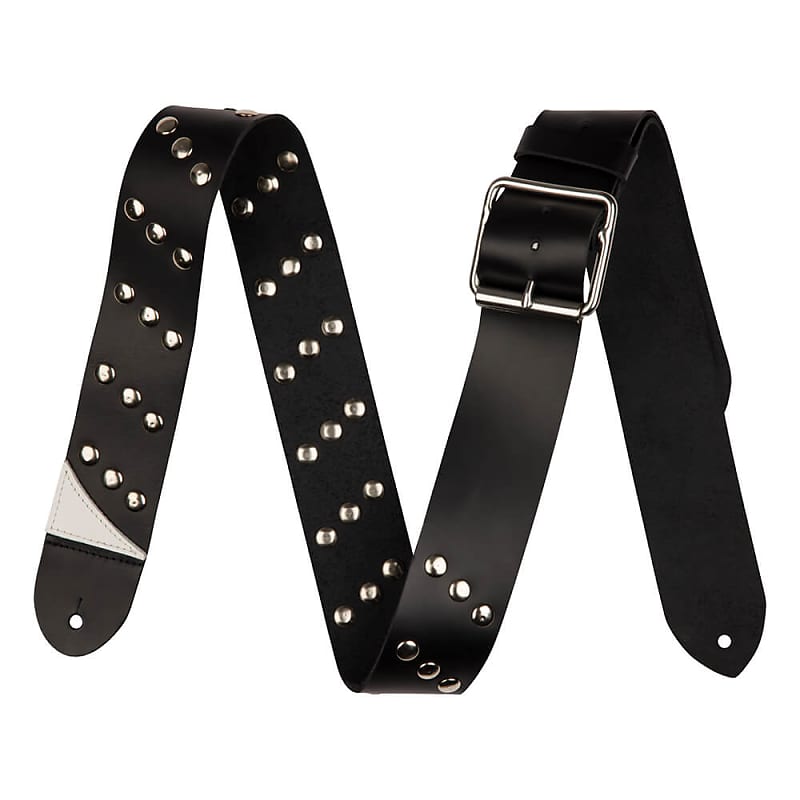 Jackson Metal Stud Leather Strap, Diagonal Stud - Black | Reverb