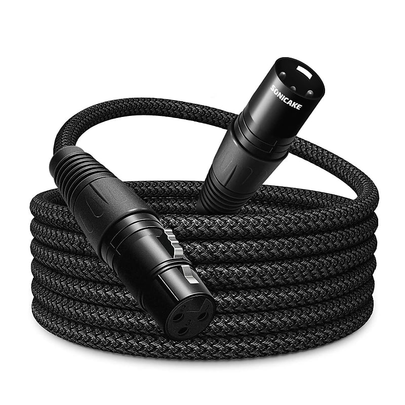 XLR Microphone Cable Male to Female 3 Pin Nylon Braided for | Reverb