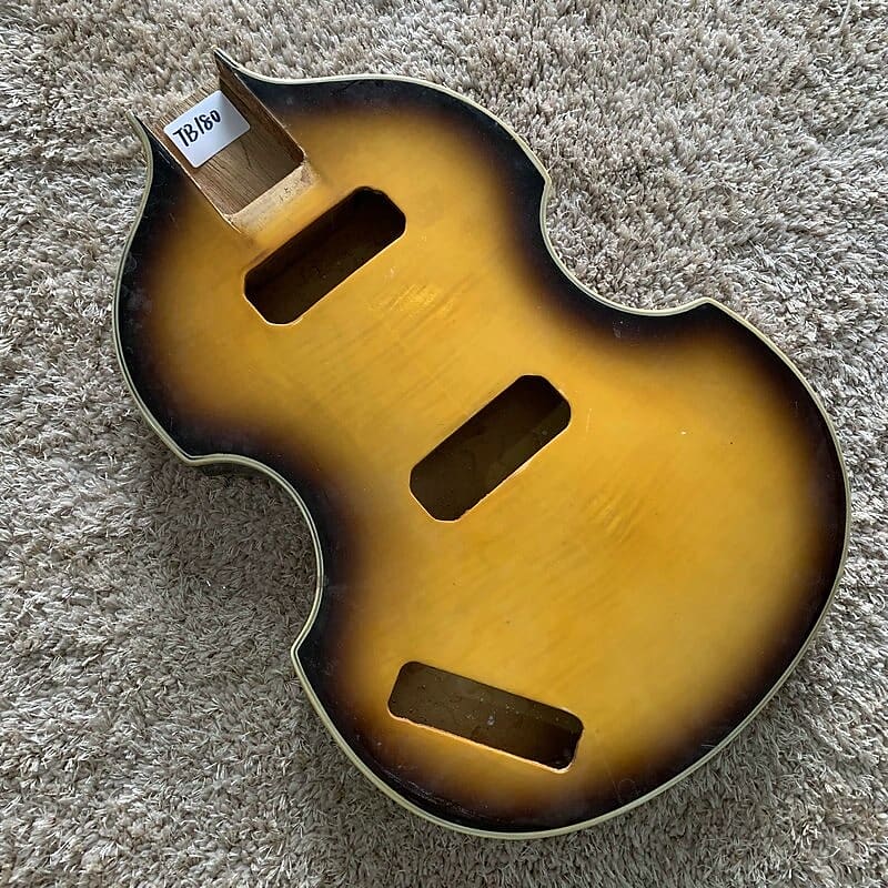 Tobacco Burst Violin Bass Guitar Hollow Body with Tiger Maple | Reverb