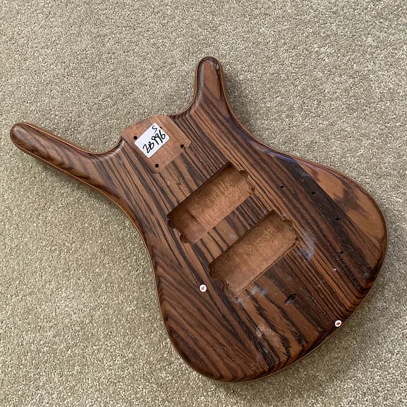 Mahogany Bass Guitar Body with Zebra Wood Top | Reverb Canada