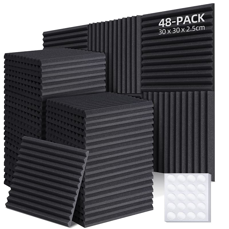 48-Piece Acoustic Foam Sound Insulation Wall Kit with | Reverb