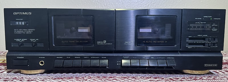 Optimus SCT-49 High Speed Dubbing Dual Stereo Cassette Deck | Reverb