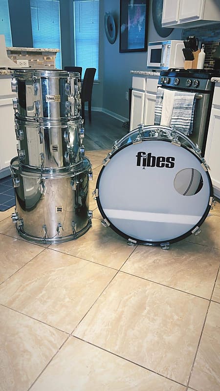 Fibes Chrome Fiberglass Mark II 70’s 4 Piece Drum kit | Reverb