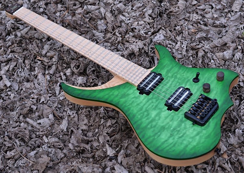 NK W-01 Headless guitar Green Quilted Maple Veneer Top ASH | Reverb