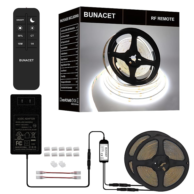 40Ft Cob Led Strip Light, Bright 6500K White Led Strip Lights | Reverb