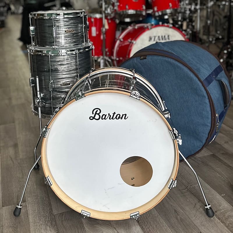 Barton Drum Co. 3-Piece Birch 12/14/20 Grey Ripple w/ Blue | Reverb