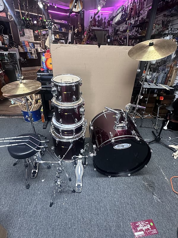 Sound Percussion 5PC Drum Set With Hardware In Wine Red | Reverb