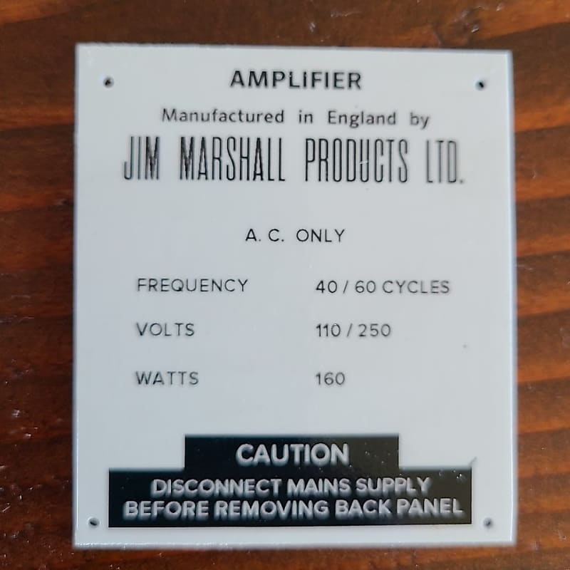 Marshall Voltage Plate Back Panel Plastic Badge | Reverb