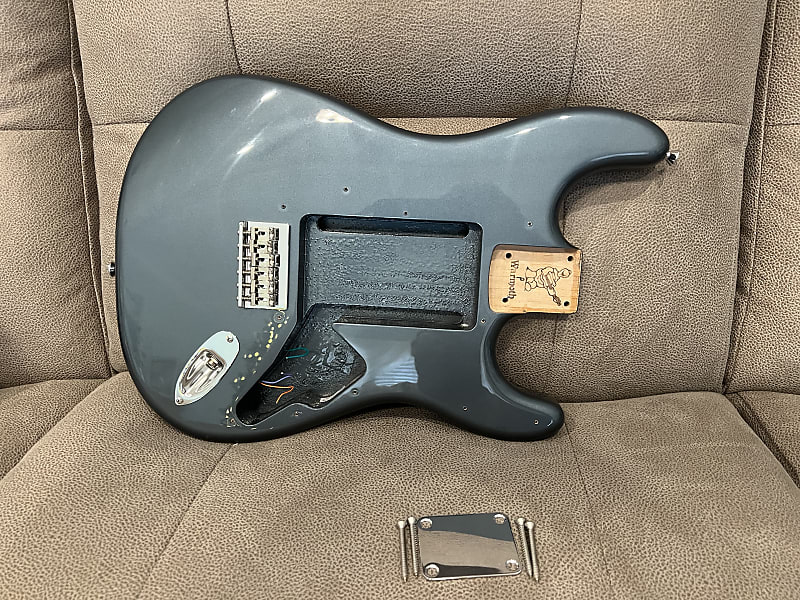 Warmoth Strat Charcoal Hardtail Body with Hardware | Reverb
