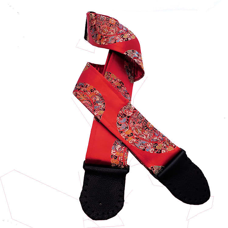 Red Satin Chinese Mandala Handmade Guitar Strap | Reverb
