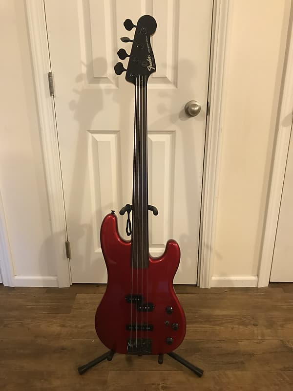Fender Jazz special fretless bass 80’s Dark red | Reverb