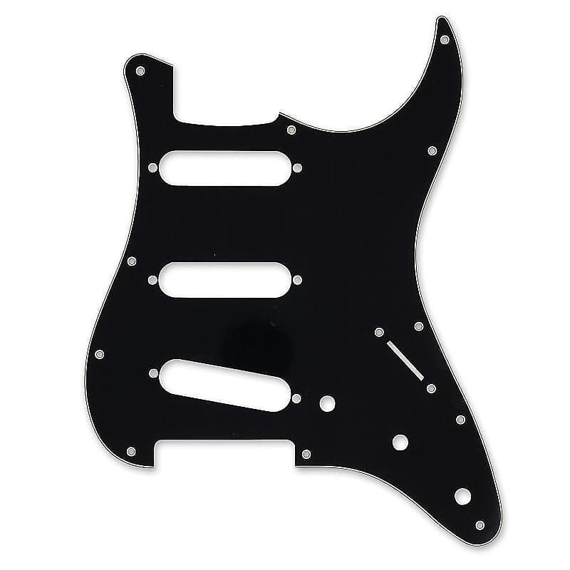 Golden Age Strat Pickguard, Black / white / black | Reverb