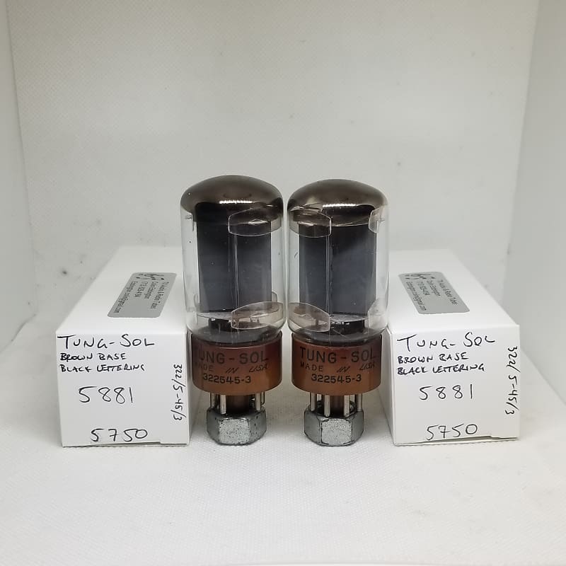 Tung-Sol Brown Base 5881 Perfectly Matched Pair NOS 6L6 | Reverb
