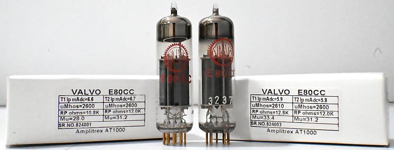 1 MP E80CC VALVO Red Print Gold Pin Made in Germany Amplitrex | Reverb