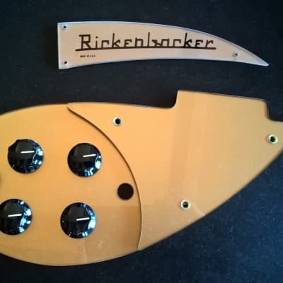 Rickenbacker Truss rod cover Gold + Pickguard Gold + knobs | Reverb